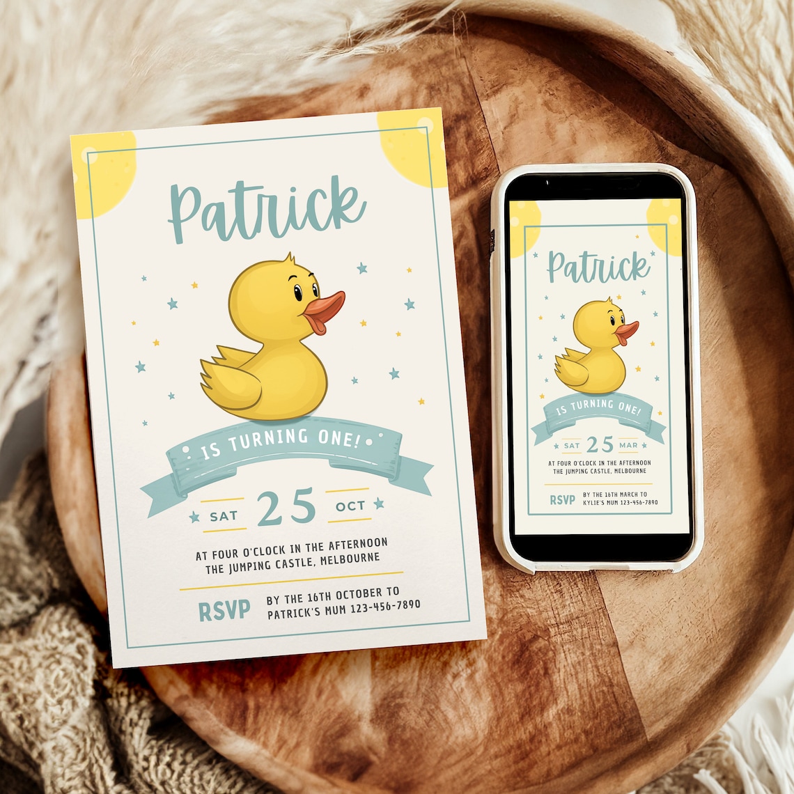 Rubber Duck Invite Duck First Birthday Party Printable Invitation ...
