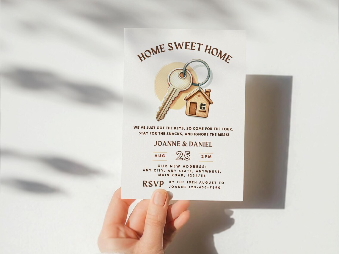 Home Sweet Home Housewarming Invite New Home Invitation Templates House ...