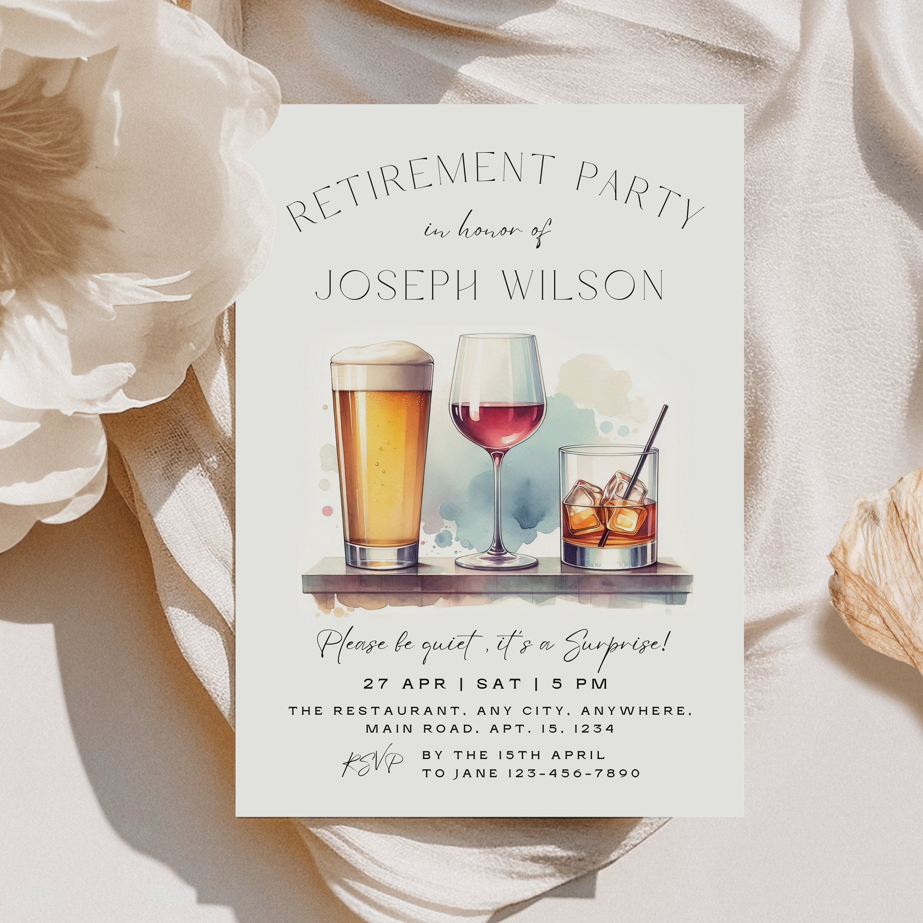 Surprise Men Retirement Gathering Invitation Template - Retiree ...