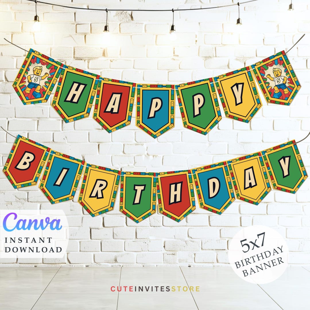 Building Block Party Banner Birthday Banner Block Party Decoration ...