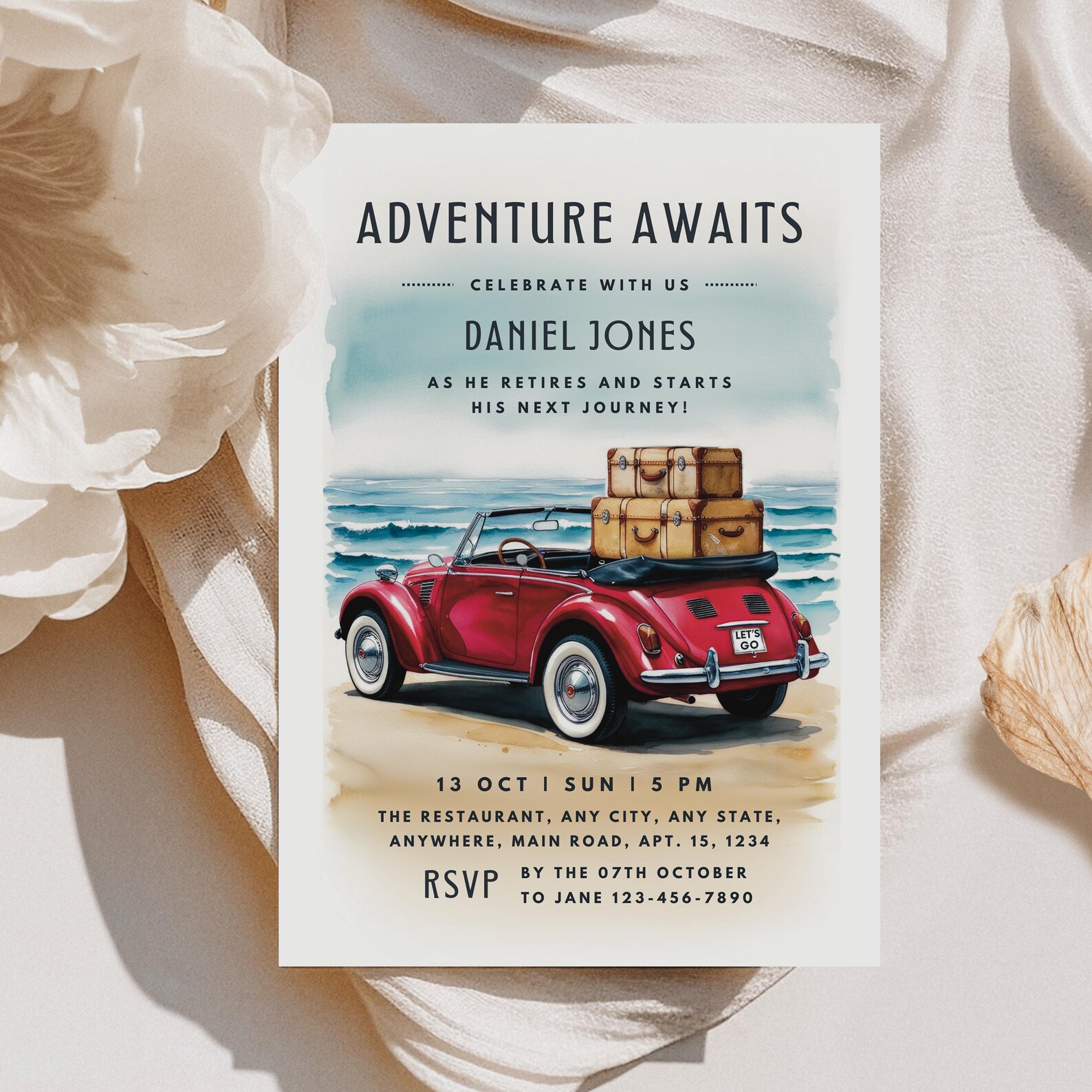 Adventure Awaits Travel Retirement Party Editable Invitation Template ...