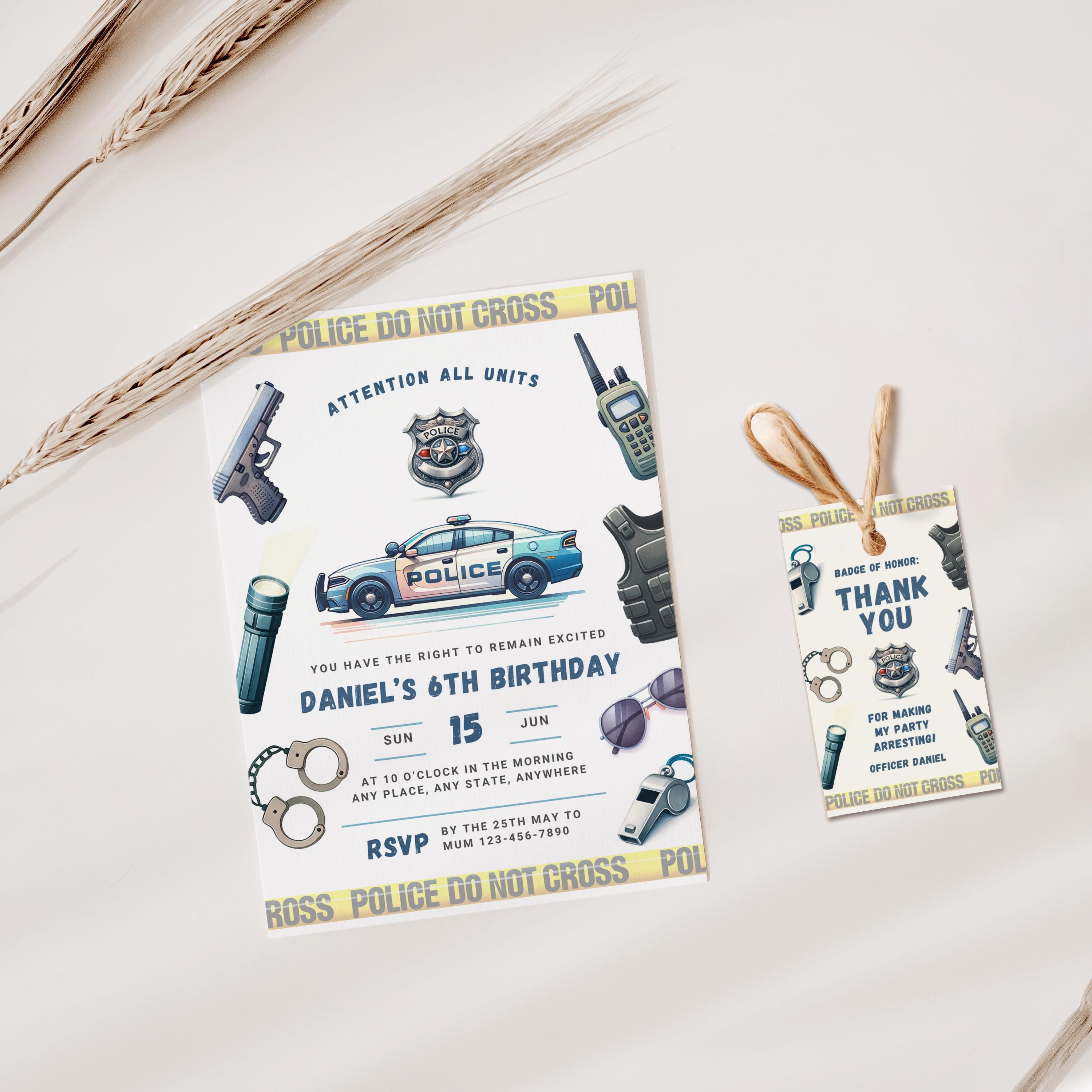 Police Party Favors Editable Thank You Tags Police Officer Party Decor ...