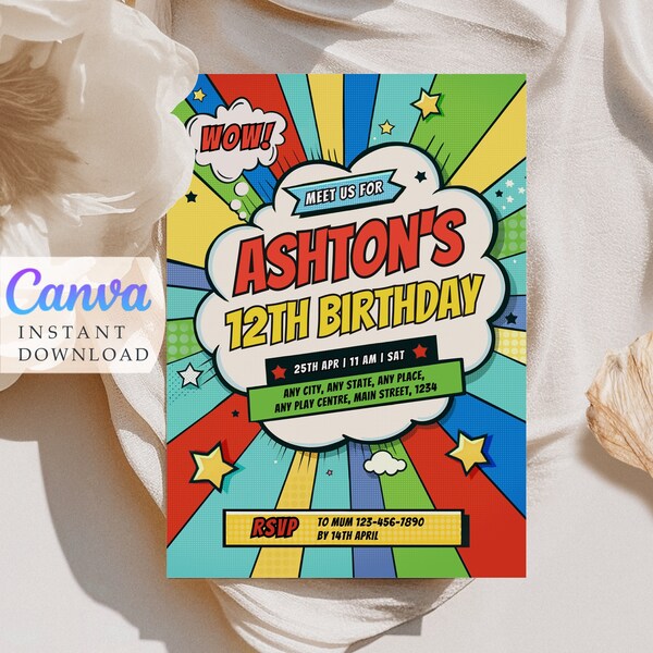 Pop Art Party Invitation - Etsy