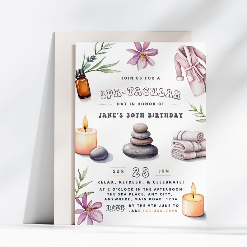 Spa Birthday Party Invitation Template: Girls Night (digital Download ...