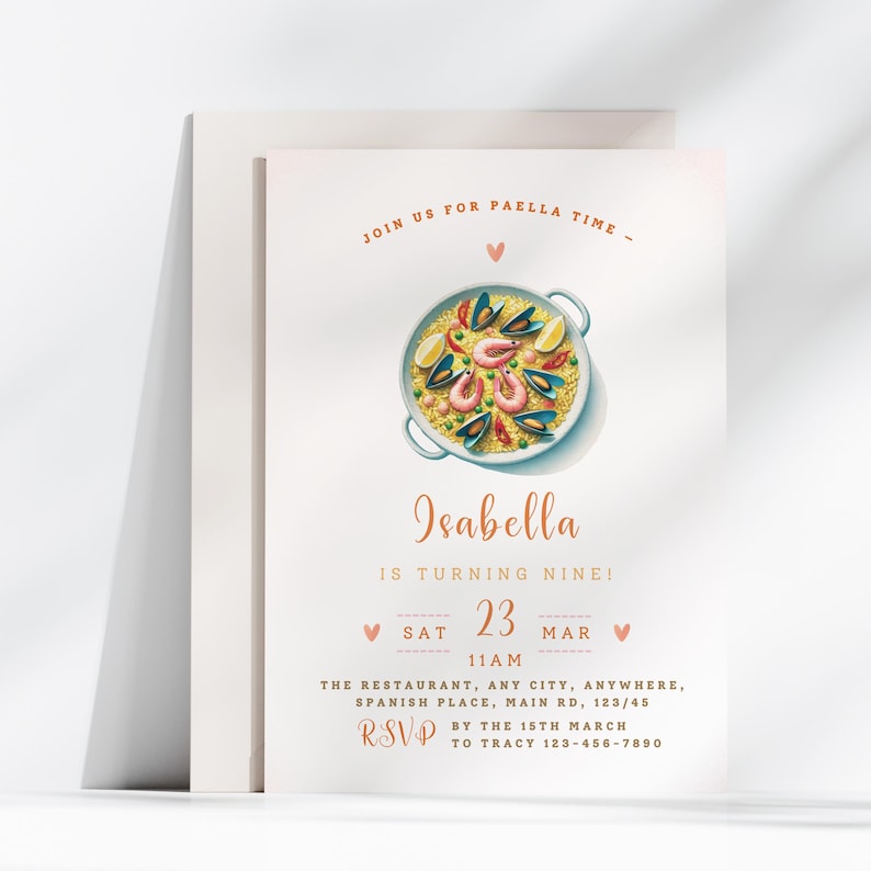 Paella Birthday Invitation Spanish Paella Party Spanish Invite Instant ...
