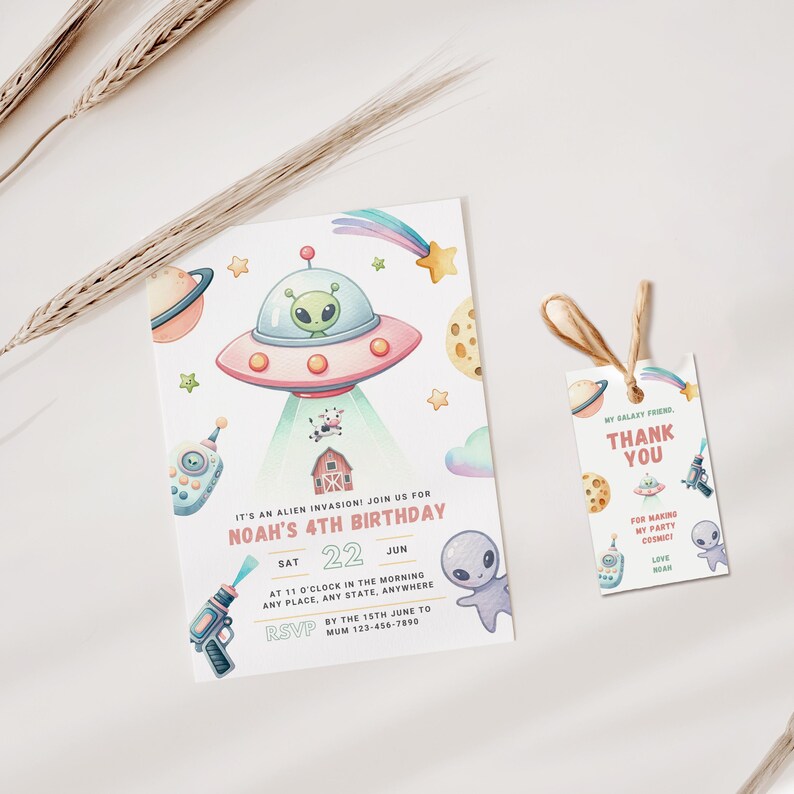 Alien Birthday Party Ufo Party Invite Out of This World Digital ...