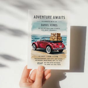Adventure Awaits Travel Retirement Party Editable Invitation Template ...