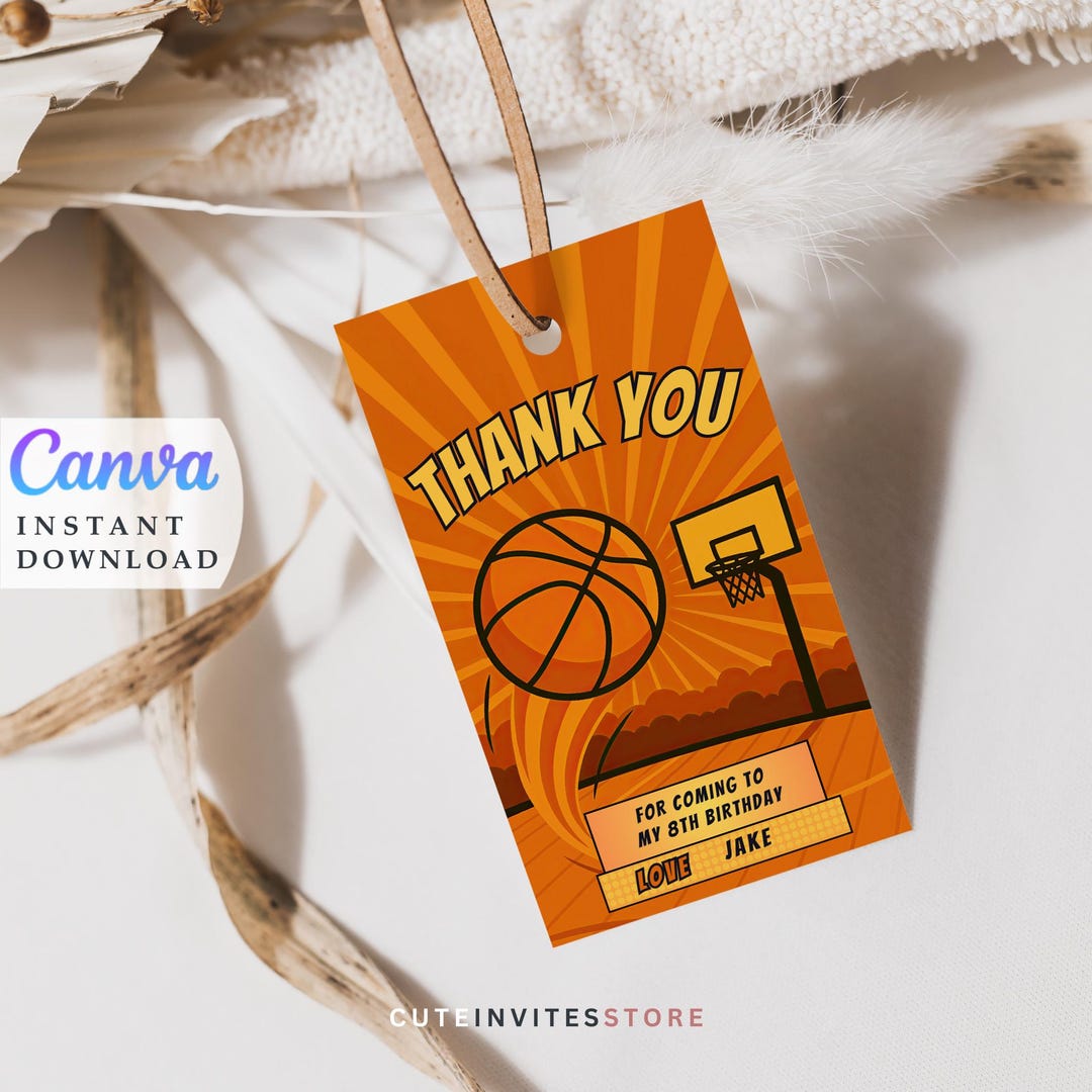 Basketball Gift Tags Basketball Birthday Party Supplies Party Favor ...