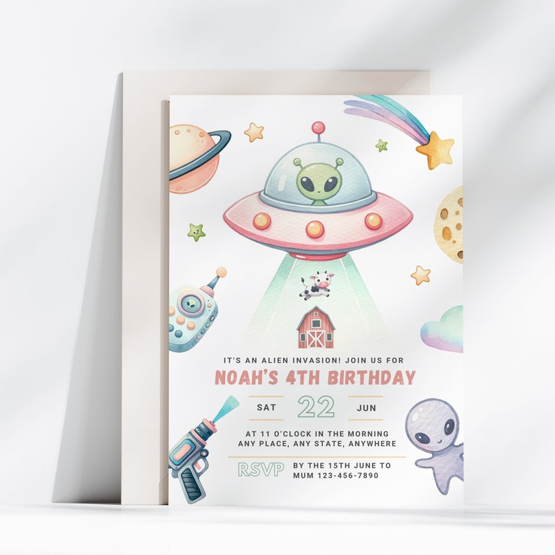 Alien Birthday Party Ufo Party Invite Out of This World Digital ...