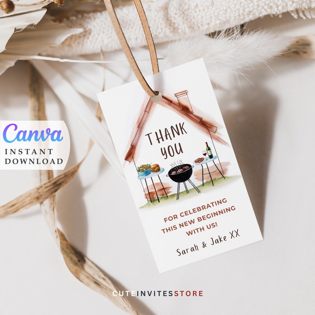 Housewarming BBQ Printable Favor Tags Summer BBQ Party Thank You Tags ...