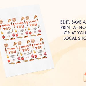 Pizza Themed Favors Thank You Tags Editable Template Instant Download ...