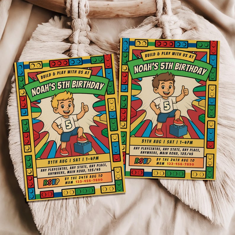 Building Block Party Editable Invitations Bricks Birthday Printable ...