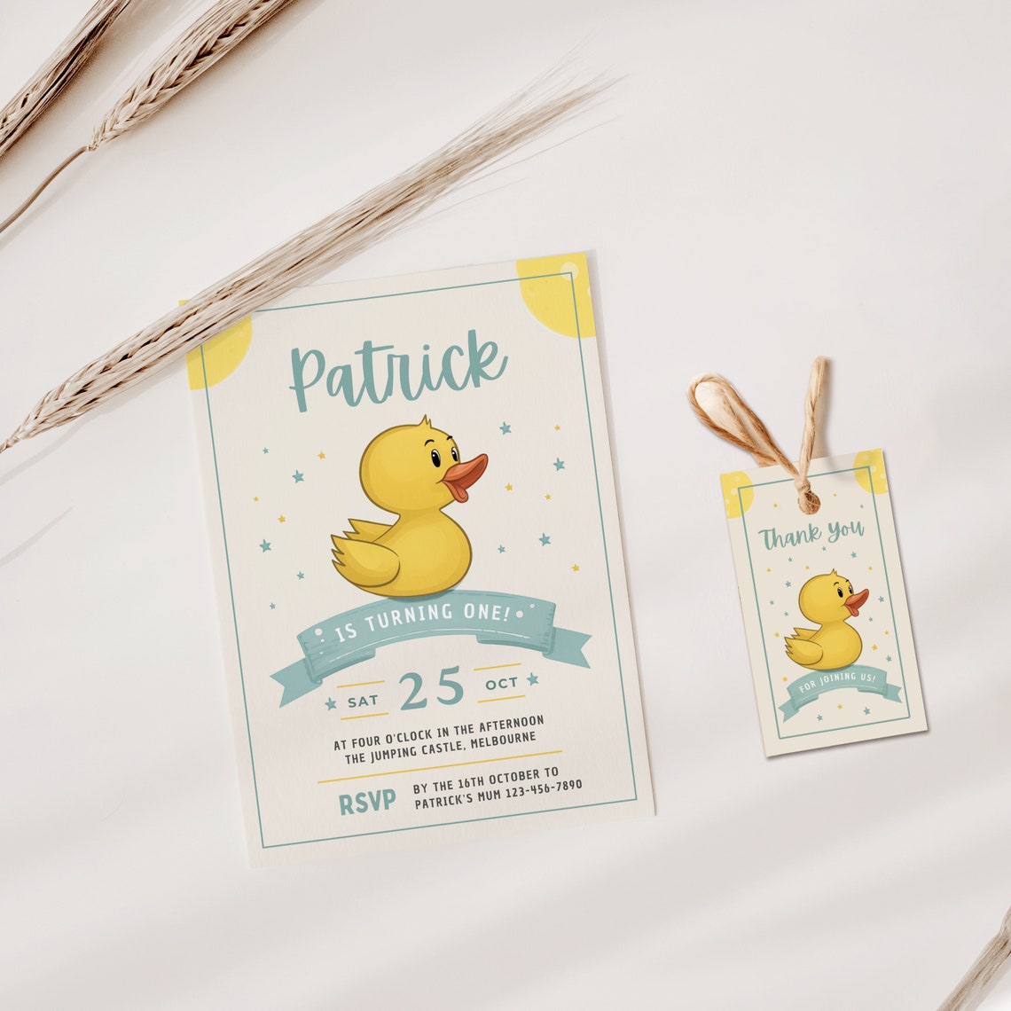 Rubber Duck Invite Duck First Birthday Party Printable Invitation ...