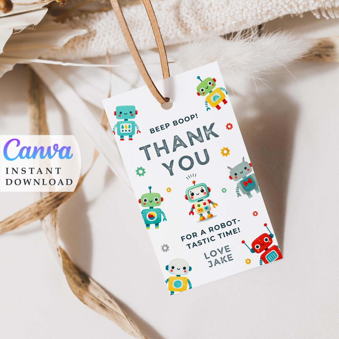 Robot Favor Tags: Editable Birthday Party Decor (digital Download) - Etsy