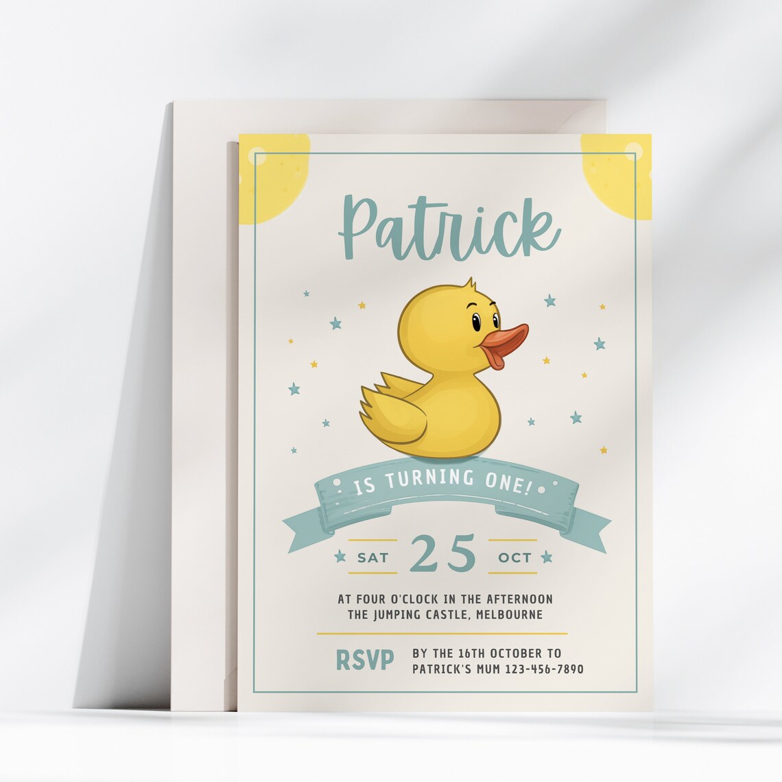 Rubber Duck Invite Canva Template 1st Birthday Invitation Idea Instant ...
