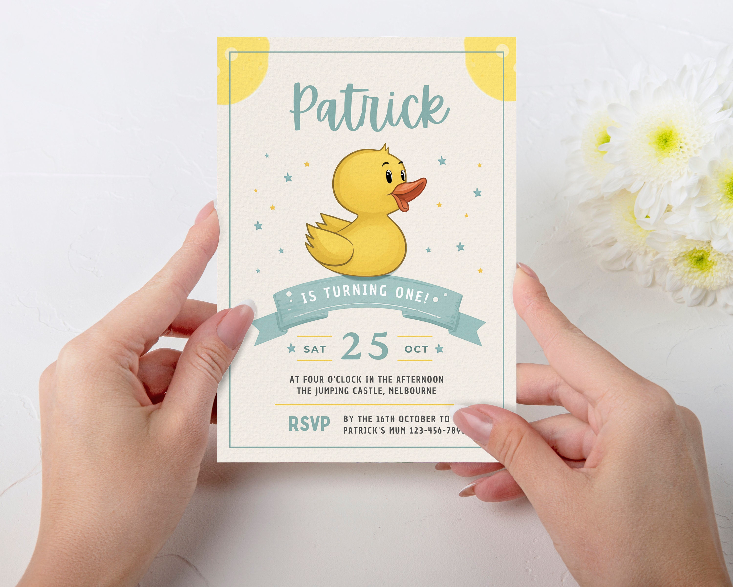 Rubber Duck Invite Canva Template 1st Birthday Invitation Idea Instant ...