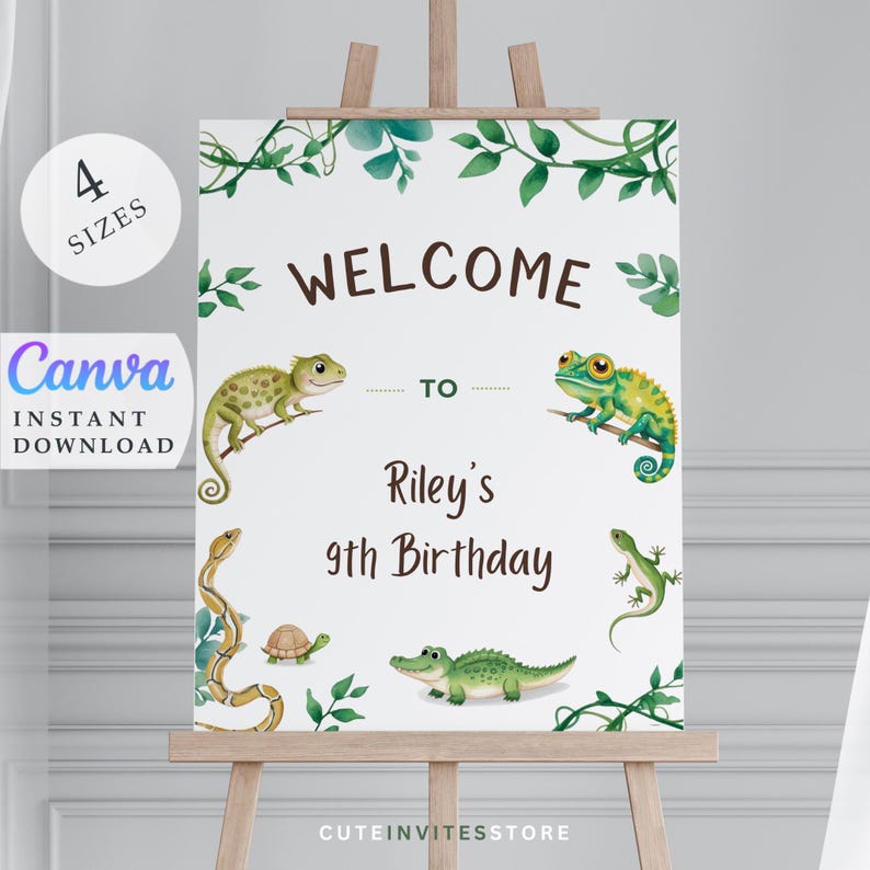 Reptile Welcome Sign Instant Download Reptile Printables Birthday Party ...