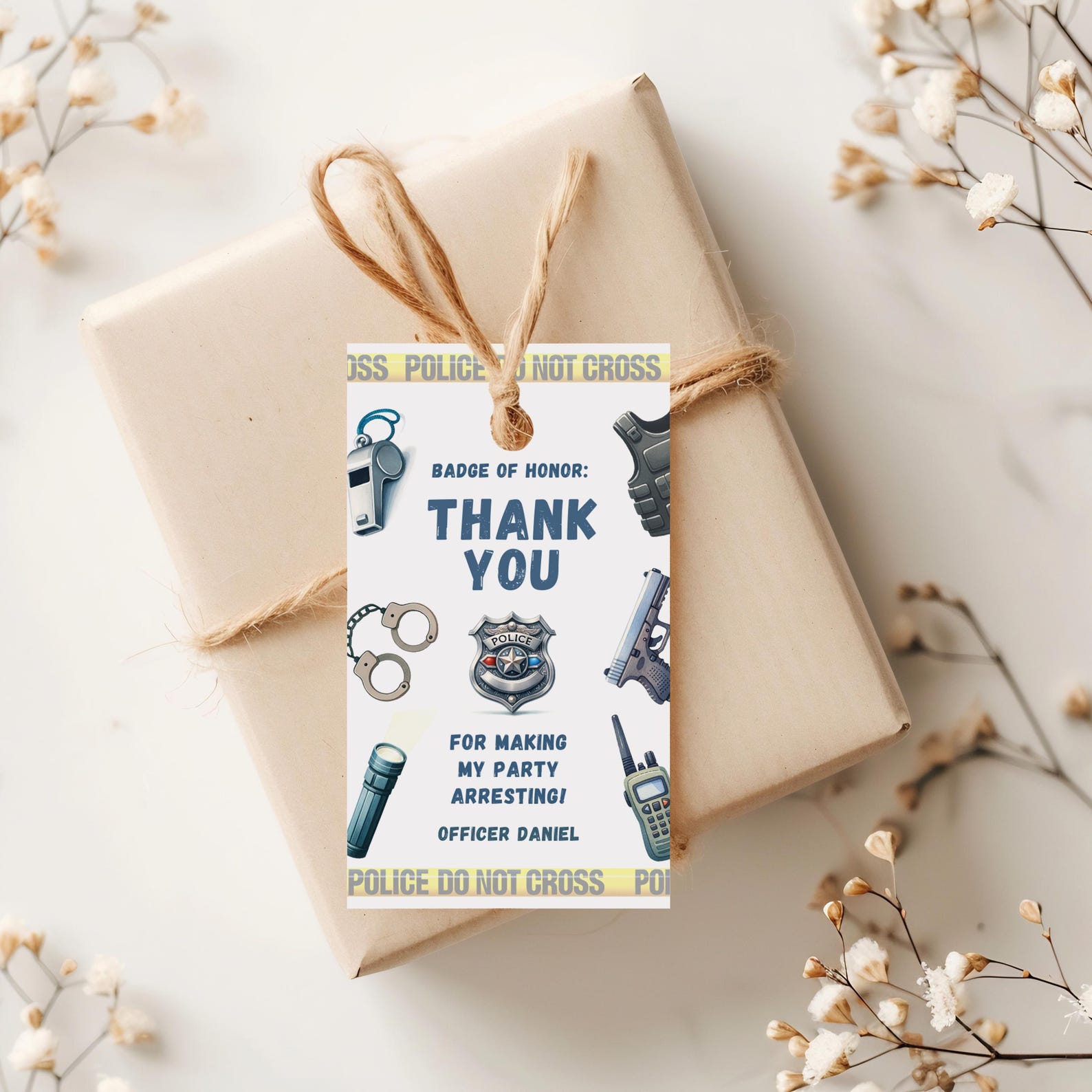 Police Party Favors Editable Thank You Tags Police Officer Party Decor ...
