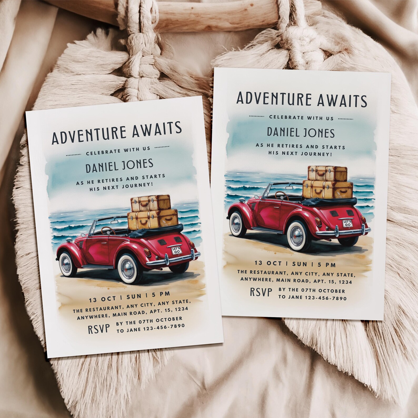Adventure Awaits Travel Retirement Party Editable Invitation Template ...
