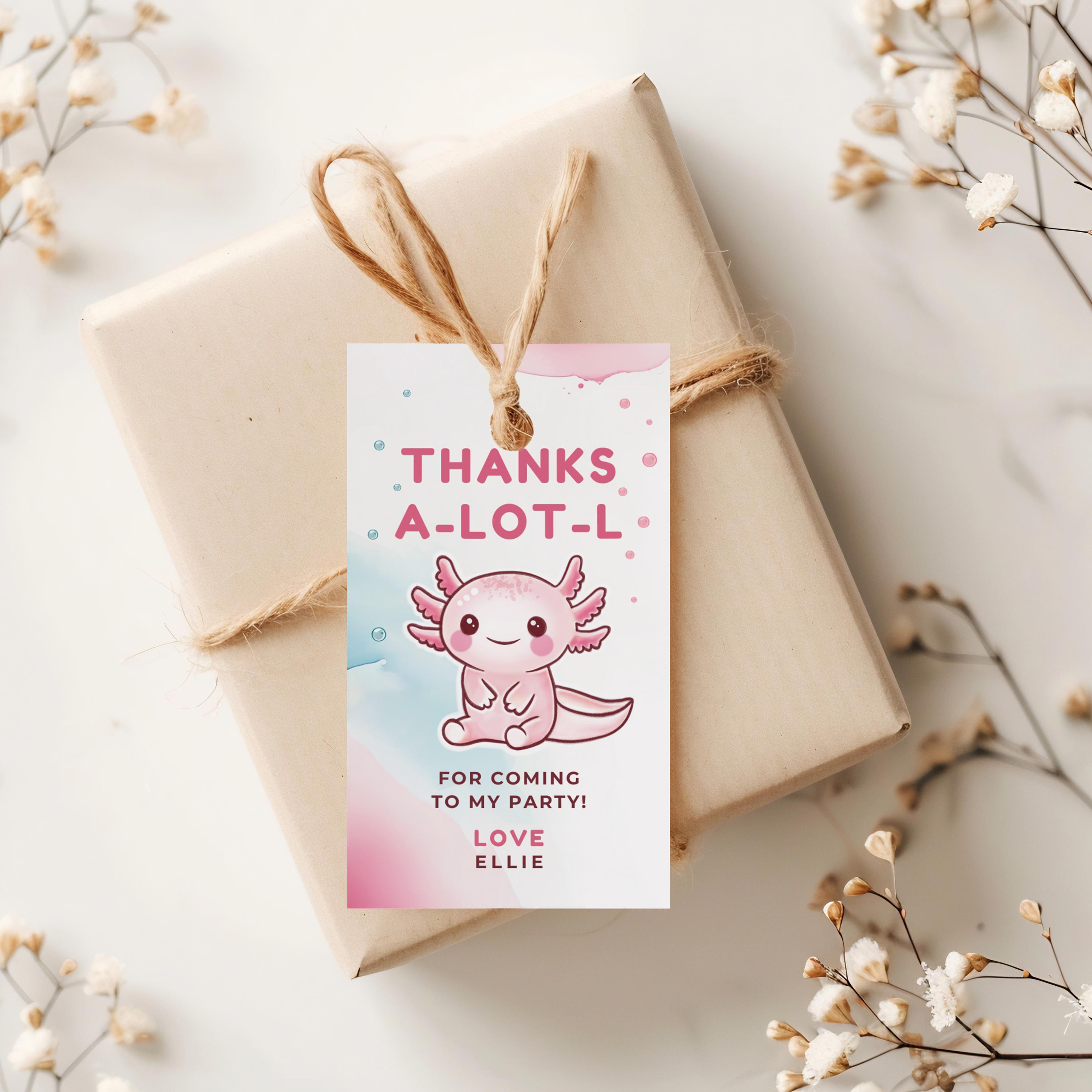 Cute Axolotl Party Favors Axolotl Gift Tag Birthday Girl Party Favor ...