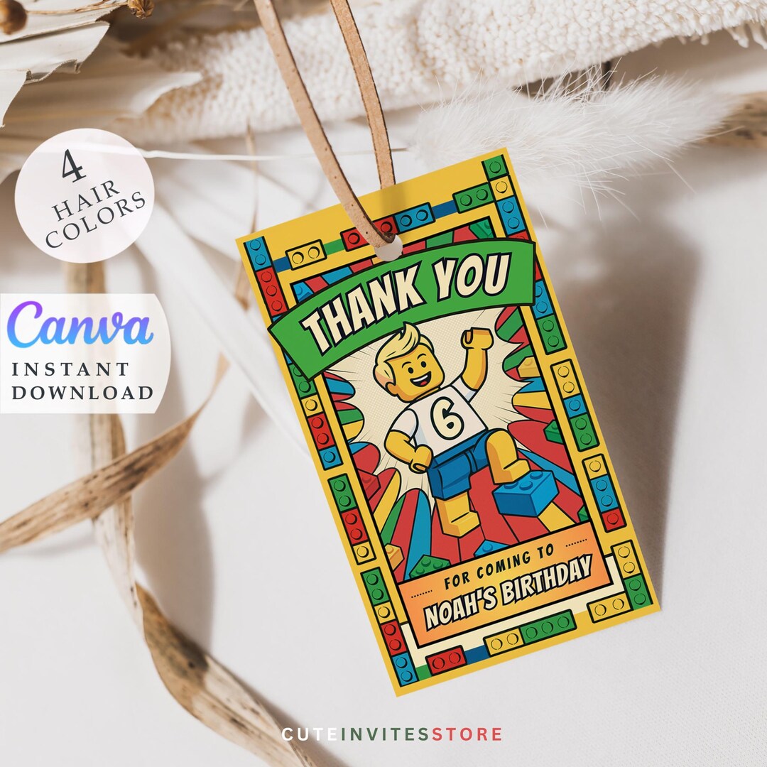 Building Blocks Party Favor Tags Building Bricks Birthday Party Tags ...