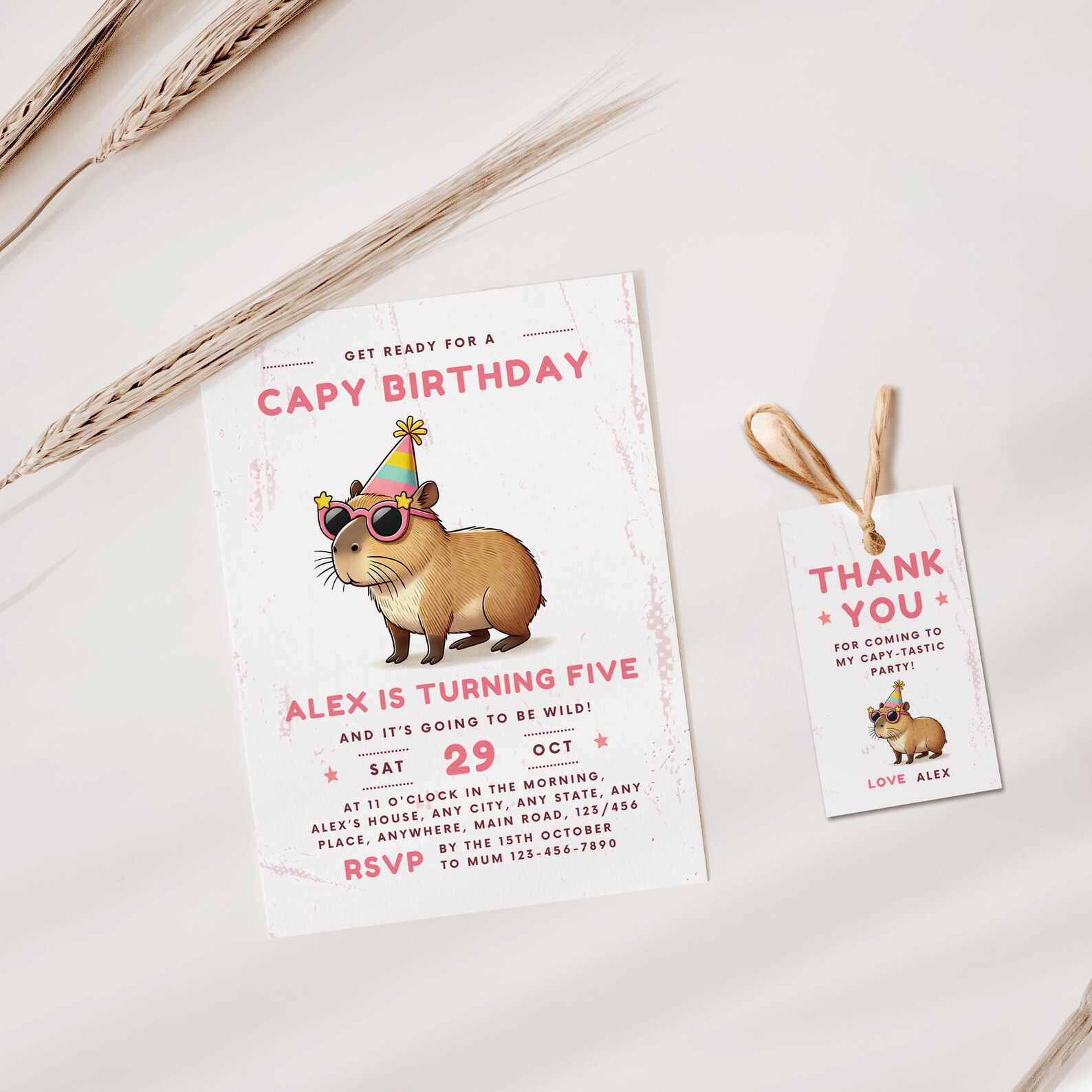Capybara Party Favor Tags Capy Birthday Capybara Gift Tags Cute Animal ...
