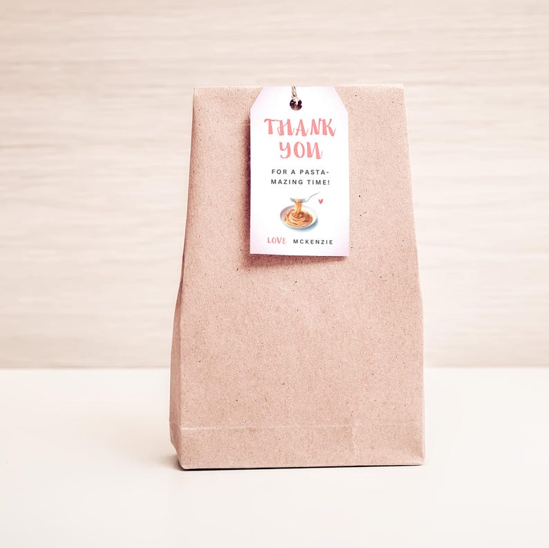 Pasta Party Birthday - Printable Thank You Editable Favor Tag (instant ...