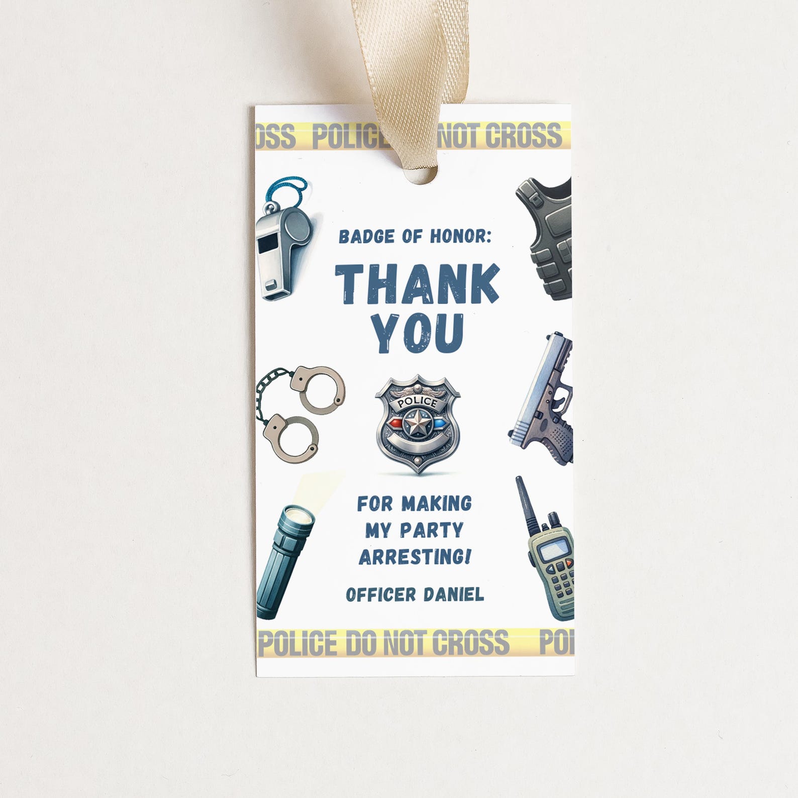 Police Party Favors Editable Thank You Tags Police Officer Party Decor ...
