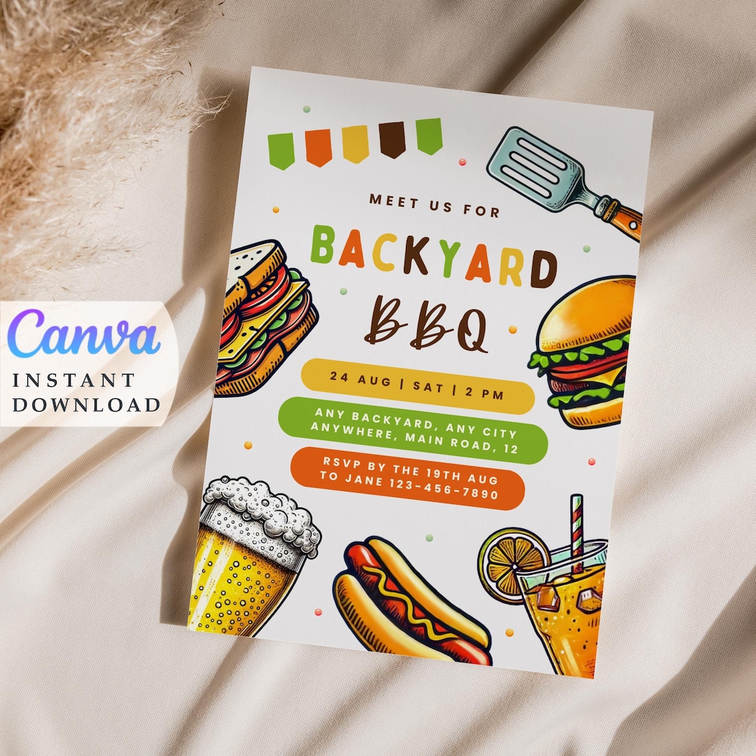 Backyard Bbq Invite Barbeque Invitation Template Bbq Birthday Party ...