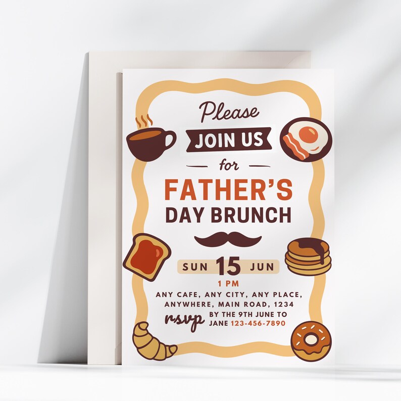 Fathers Day Brunch Invitation Template Dad Brunch Invite Editable ...
