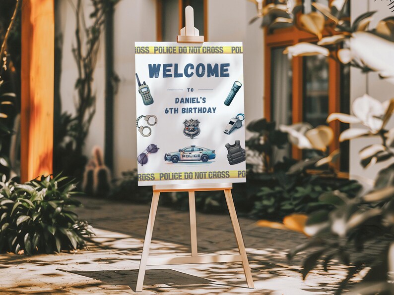 Police Birthday Welcome Sign: Editable Party Decor (instant Download ...