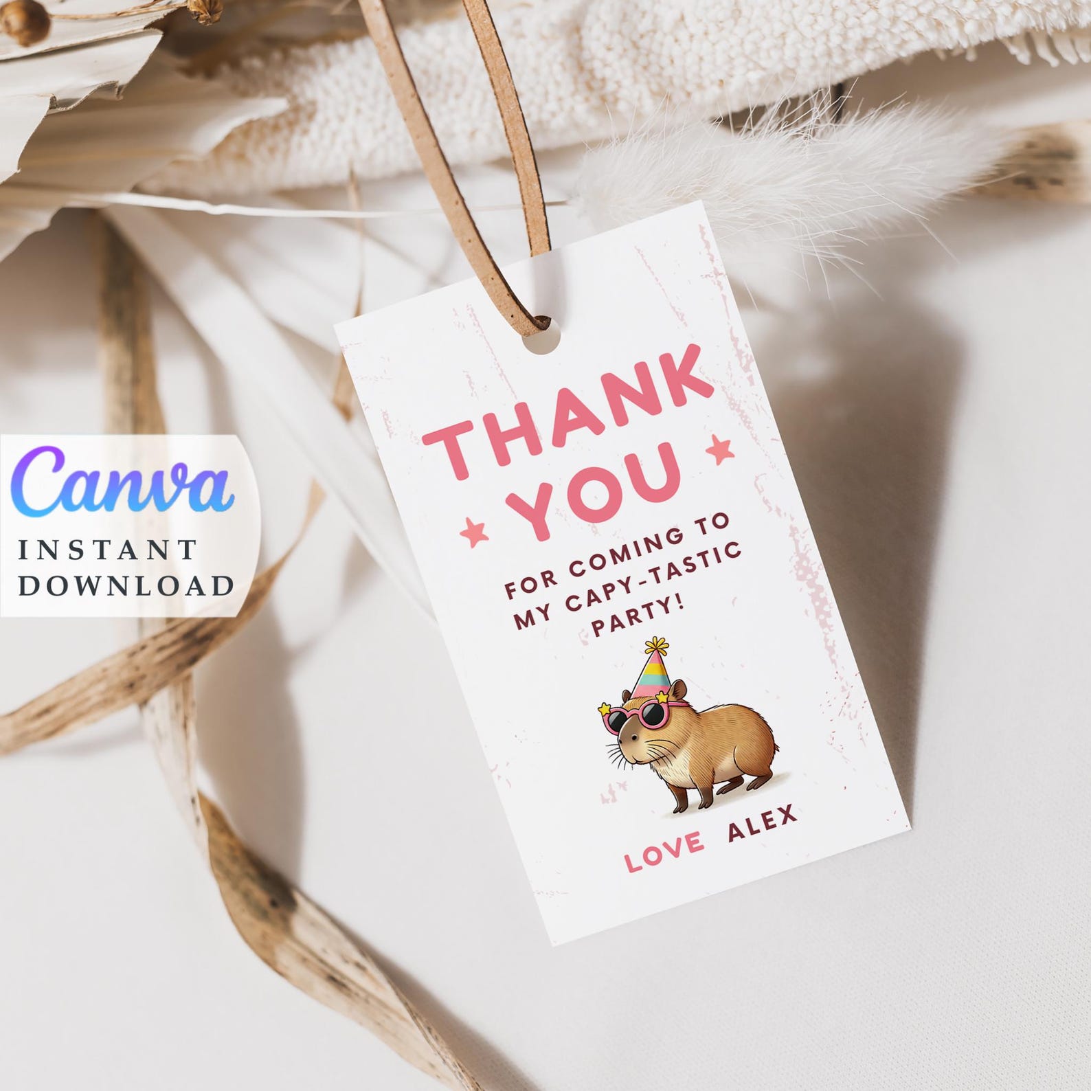 Capybara Party Favor Tags Capy Birthday Capybara Gift Tags Cute Animal ...