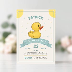 Rubber Duck Invite Duck First Birthday Party Printable Invitation ...
