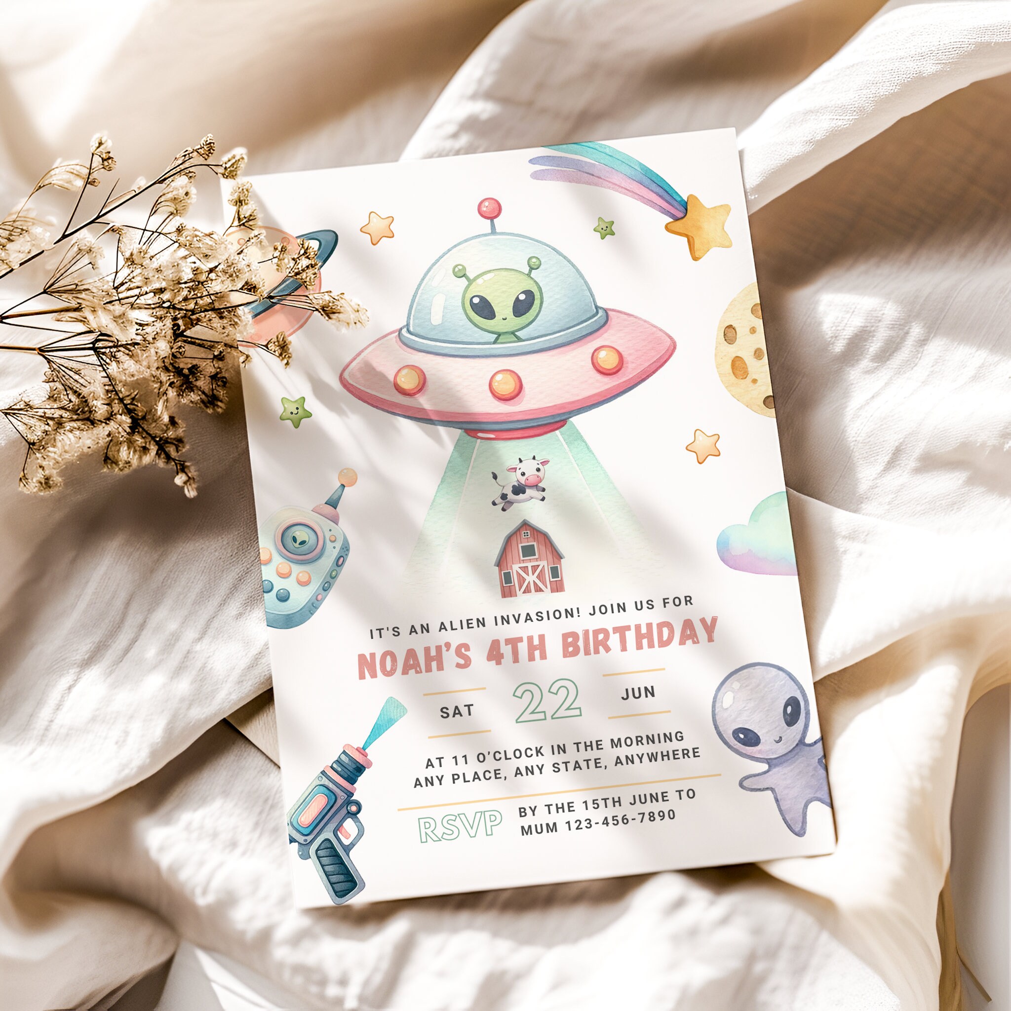 Alien Birthday Party Ufo Party Invite Out of This World Digital ...