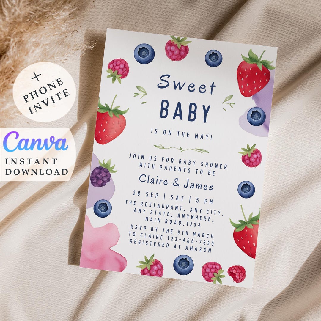 Berry Sweet Shower Editable Invitation Template Berry Sweet Invite ...