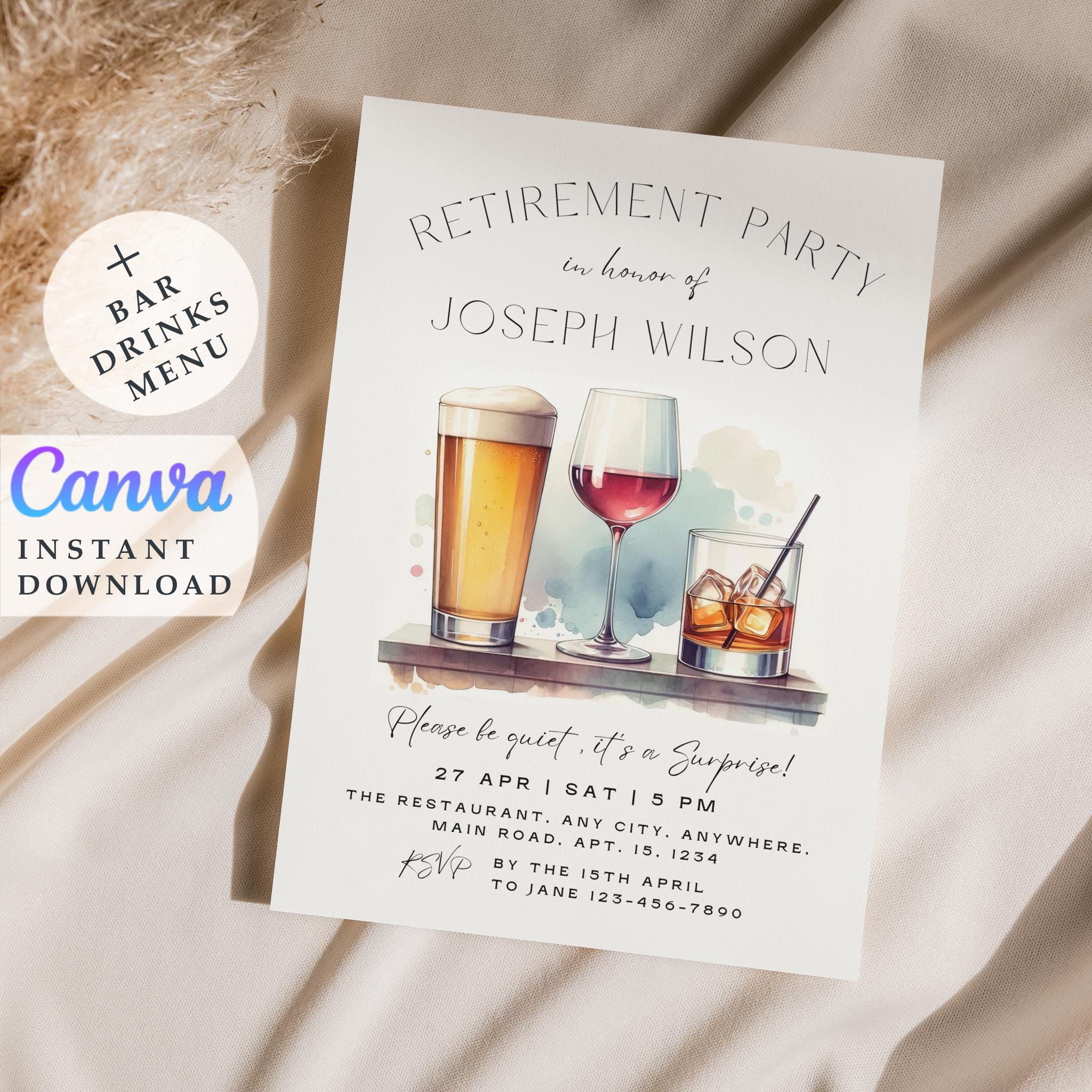 Surprise Men Retirement Gathering Invitation Template - Retiree ...