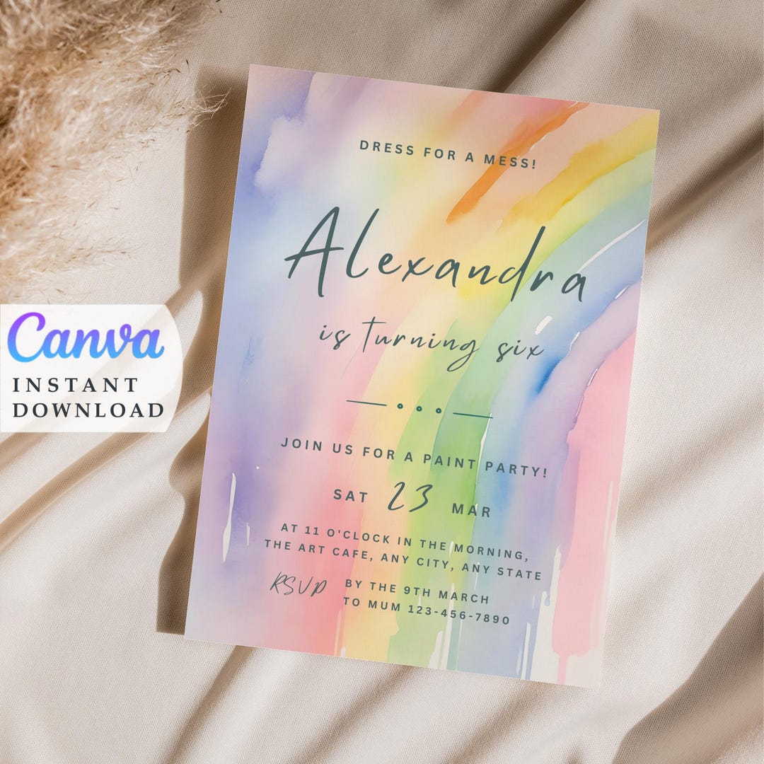 Girl Art Party Invitation Dress for A Mess Paint Party Invite ...