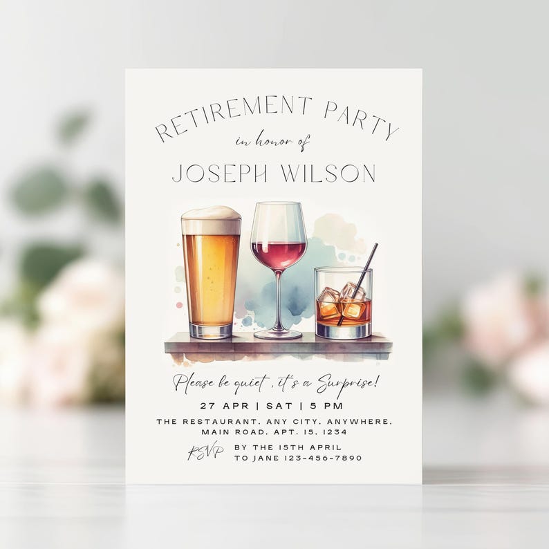 Surprise Men Retirement Gathering Invitation Template - Retiree ...