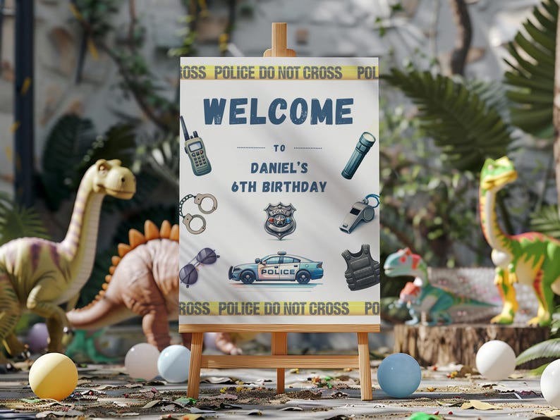 Police Birthday Welcome Sign: Editable Party Decor (instant Download ...