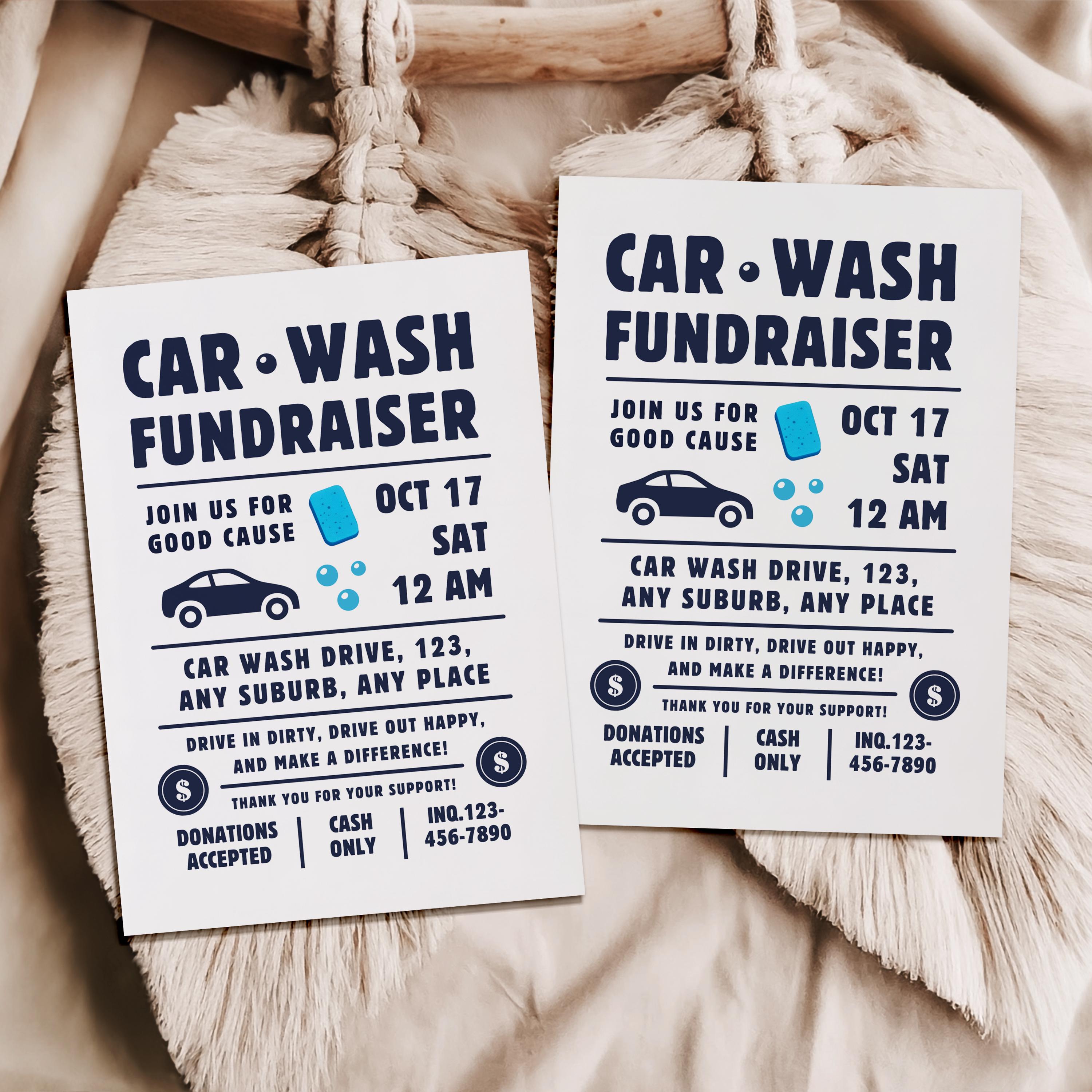 Car Wash Fundraiser Flyer: School Church Event (canva Editable Template ...