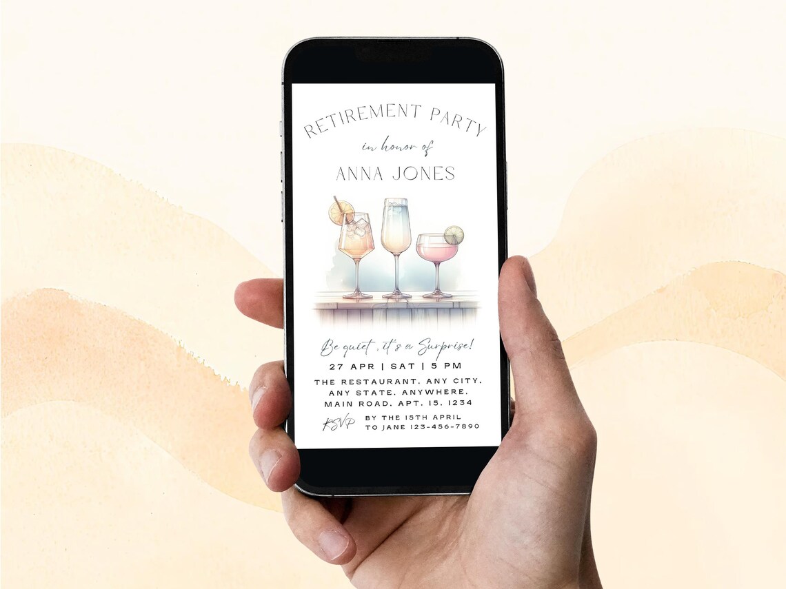 Surprise Retirement Party Invitation: Elegant Editable Template ...