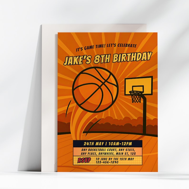 Editable Basketball Party Invitation | Printable Sports Team Birthday ...