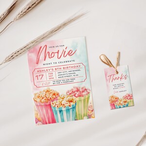 Movie Night Invite | Popcorn Party Invite | Family Movie Night ...