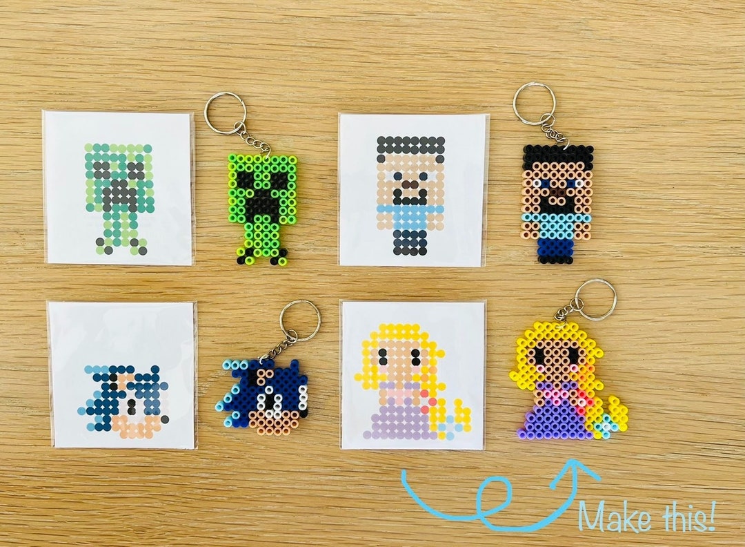 Minecraft Princess Melty Bead DIY Key Chain Keyring Kit Party Favour ...