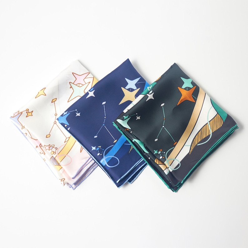 Custom Star Map Silk Scarf, Midnight Blue, Personalized Celestial ...