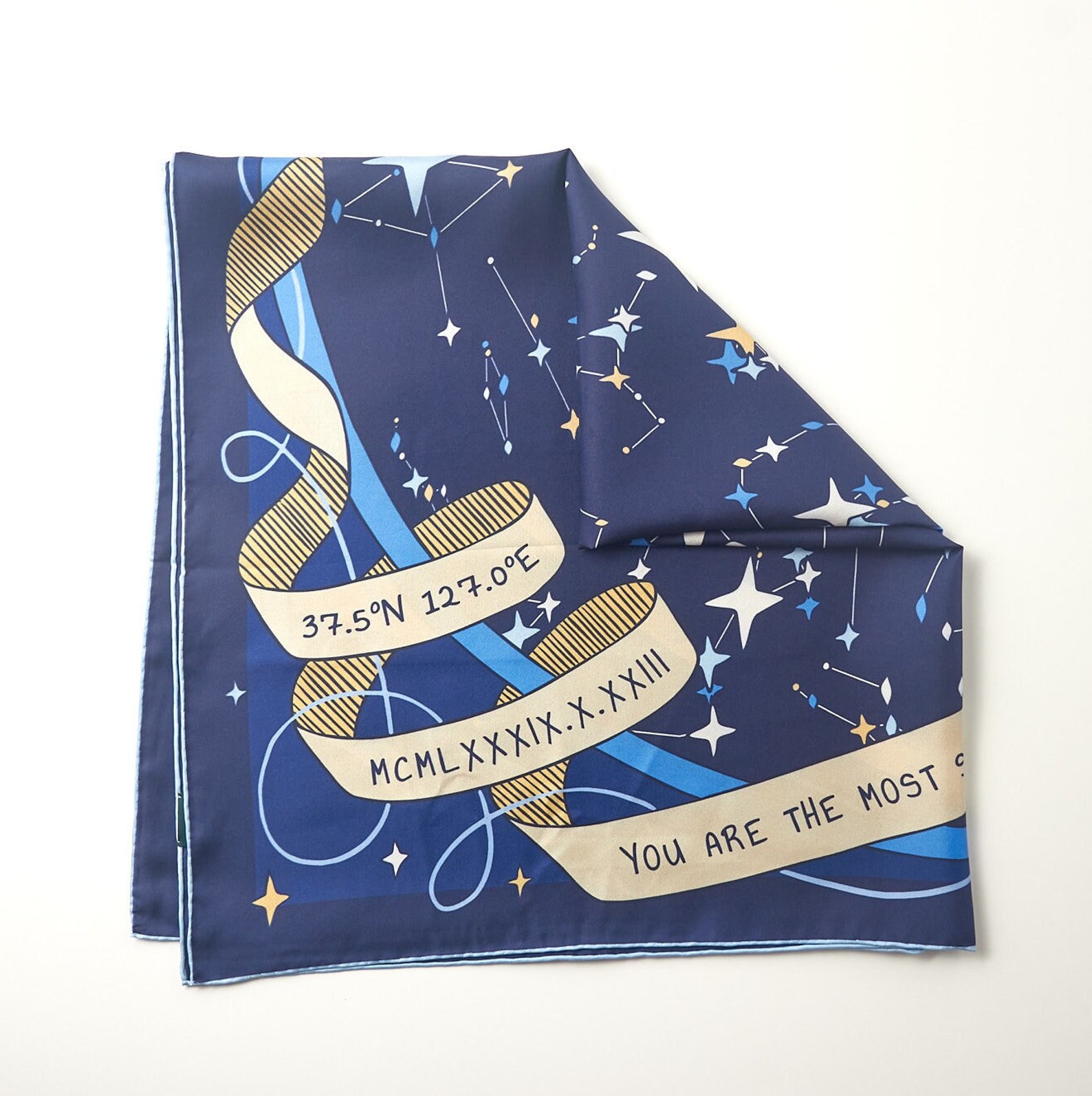 Custom Star Map Silk Scarf, Midnight Blue, Personalized Celestial ...