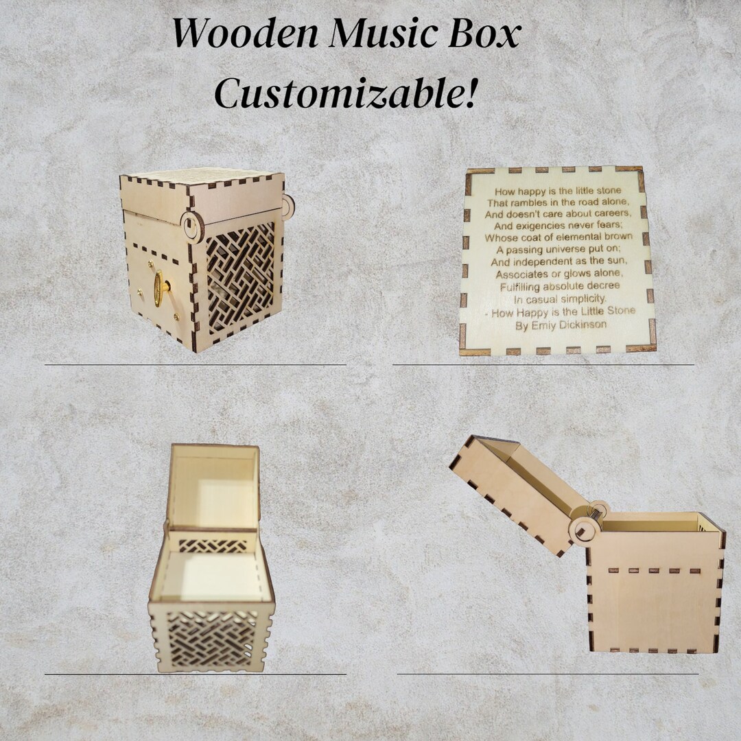 Wooden Music Box | Trinket Box | Customizable | Handmade | Laser Cut - Etsy