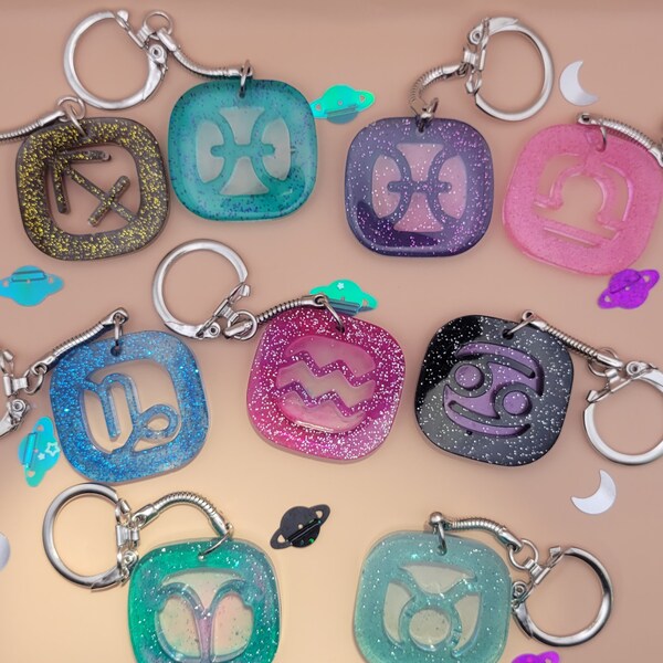 Zodiac Sign Keychain - Etsy