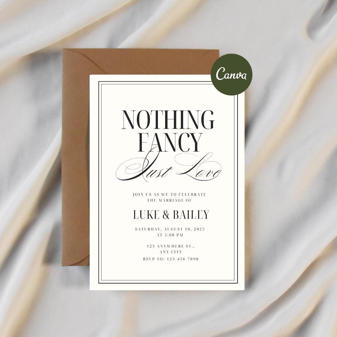 Elopement Reception Invitation, Nothing Fancy Just Love Invitation ...