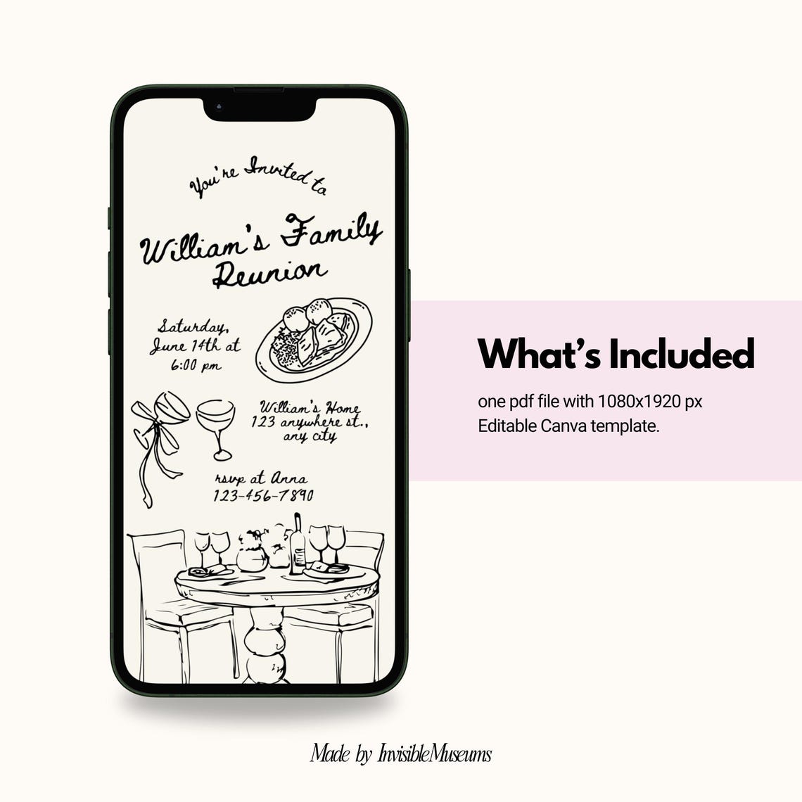 Family Reunion Invitation, Family Dinner Invitation, Family Brunch ...